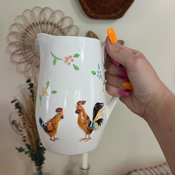 Accents | Vtg Cutest Rooster Chicken Glass Jug | Poshmark